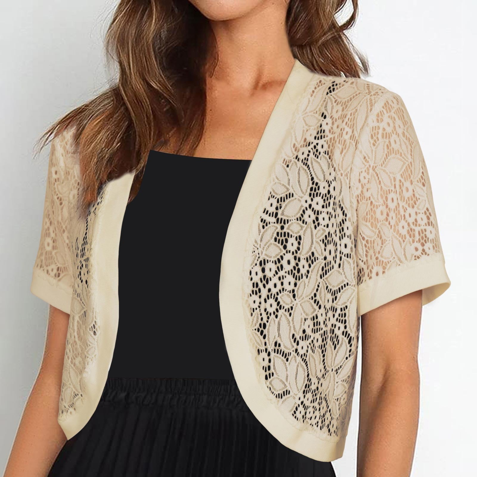 Ahabrexf Lace Wedding Dress, Elegant Open-Front Mesh Cover-Up for Women ...