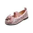Ahabrexf Loafers for Girls Solid Color Sequined Bow Flat Soft Sole ...