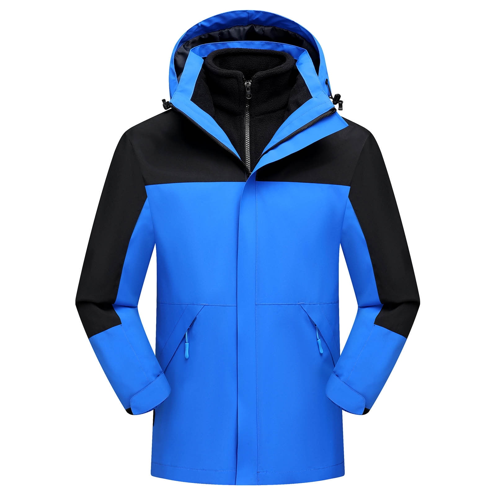 Ahabrexf Long Coat Men Unisex Hooded Long Sleeve Patchwork Zipper ...