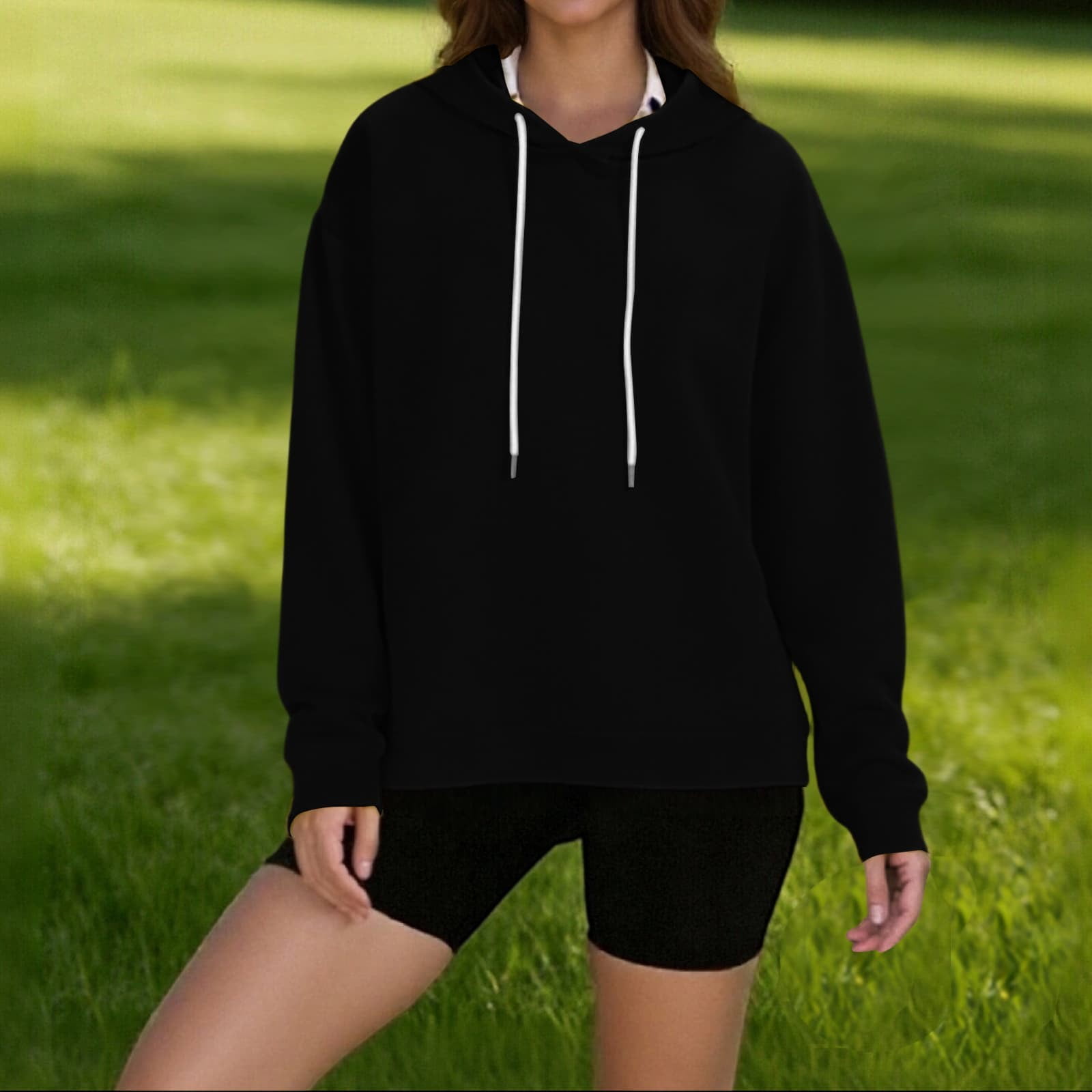 Ahabrexf Long Sleeve Bodysuit and Hooded Sweatshirt, Womens Long Sleeve ...