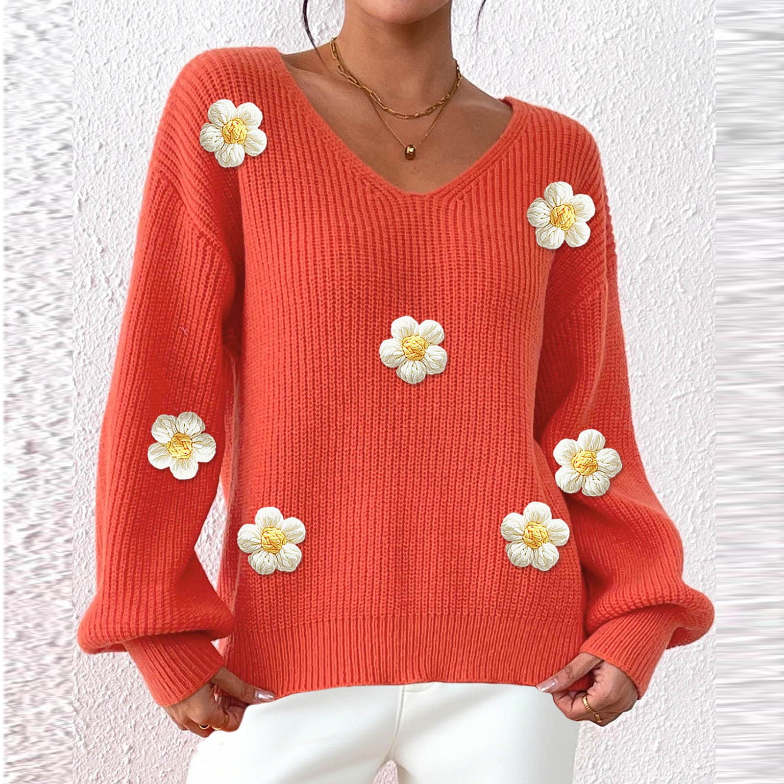 Ahabrexf Warm Clothes for Women, Everyday Single Tone Print Round Neck ...