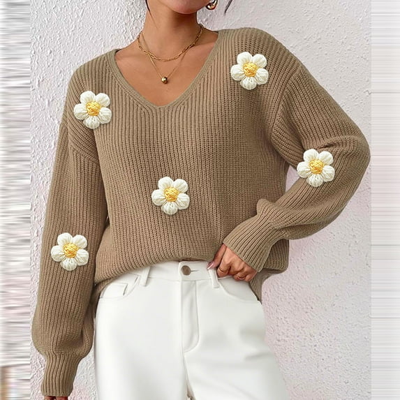 Ahabrexf Long Sweaters for Women,Women's Everyday Single-Tone Printing ...