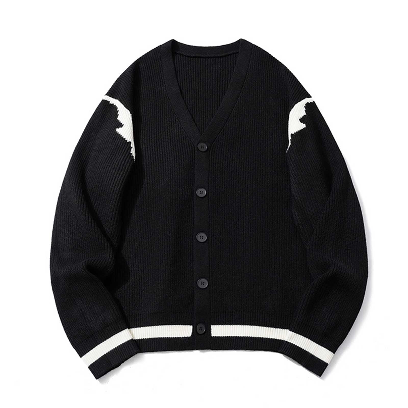 Ahabrexf Cardigan Sweaters for Men Man Leisure Solid Color Button Style ...
