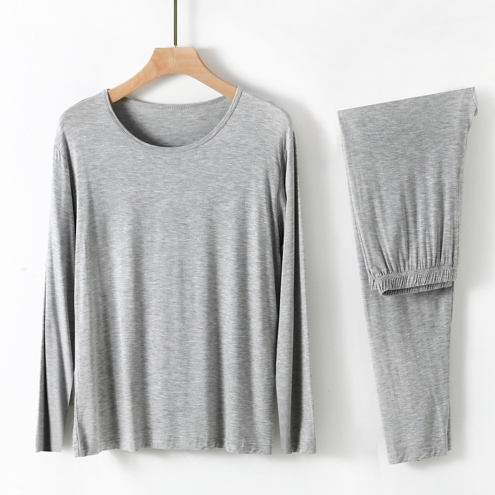 Ahabrexf Man Loose Solid Color Winter Thick Warm Long Sleeve Pants ...