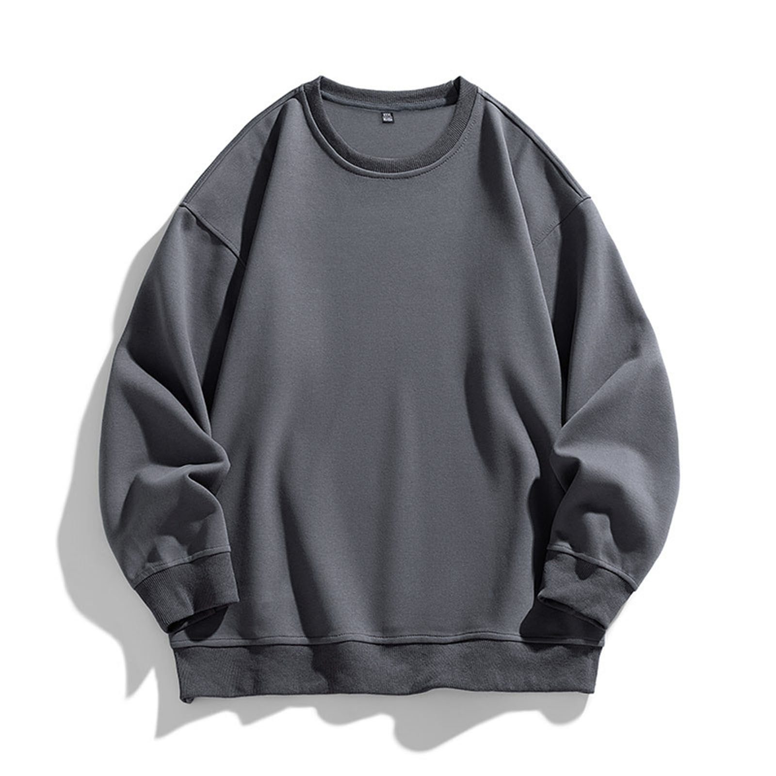 Ahabrexf Man Solid Color Light Hoodie Loose Round Neck Lnner Lap Base ...