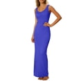 Ahabrexf Maxi Dress for Women Silky Fiber Silk Sleeveless Round Neck ...