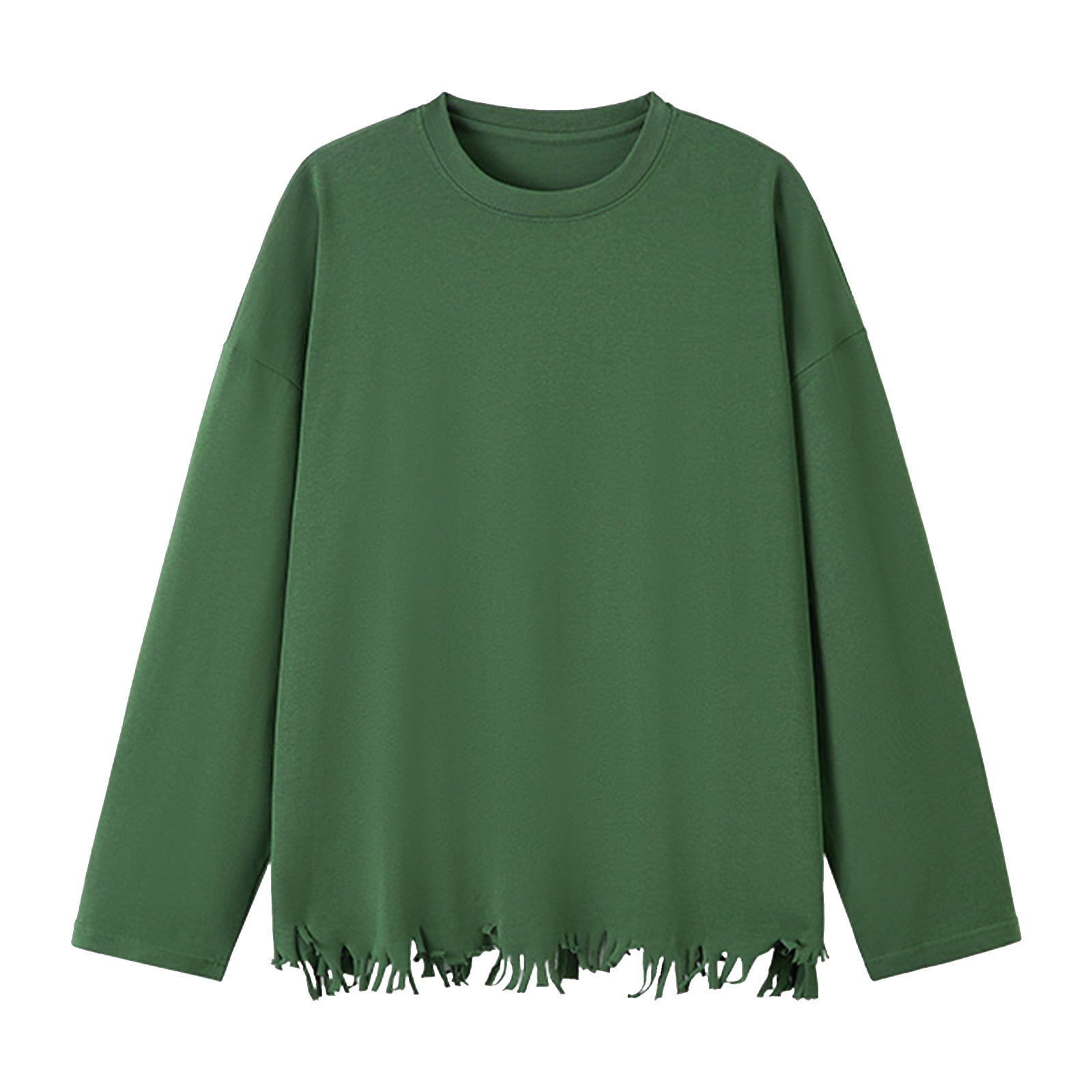 Ahabrexf Men'S Shirts Casual Men'S Fashion Casual Solid Color Damaged ...