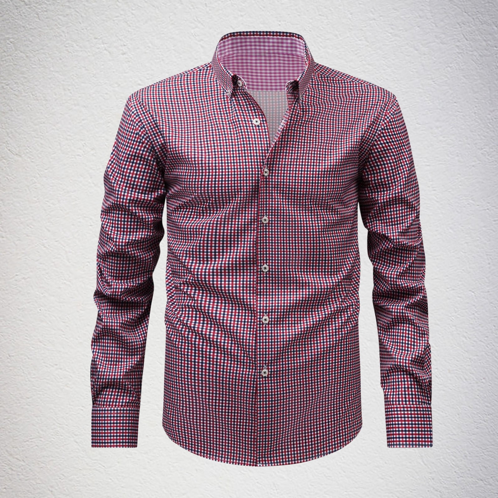 Ahabrexf Men Shirts Fashion Men's Printed Business formal Lapel Long ...
