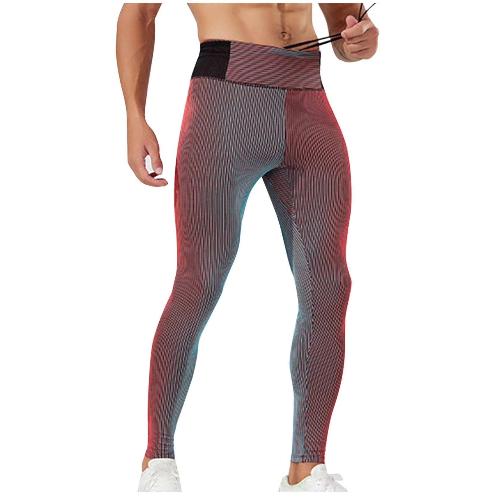 Ahabrexf Men Solid-Color Elastic Double-Layer Perspire Sports Fitness ...