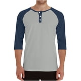 Ahabrexf Shirt, Men's Breathable Solid Color Raglan 3-Quarter Sleeve ...