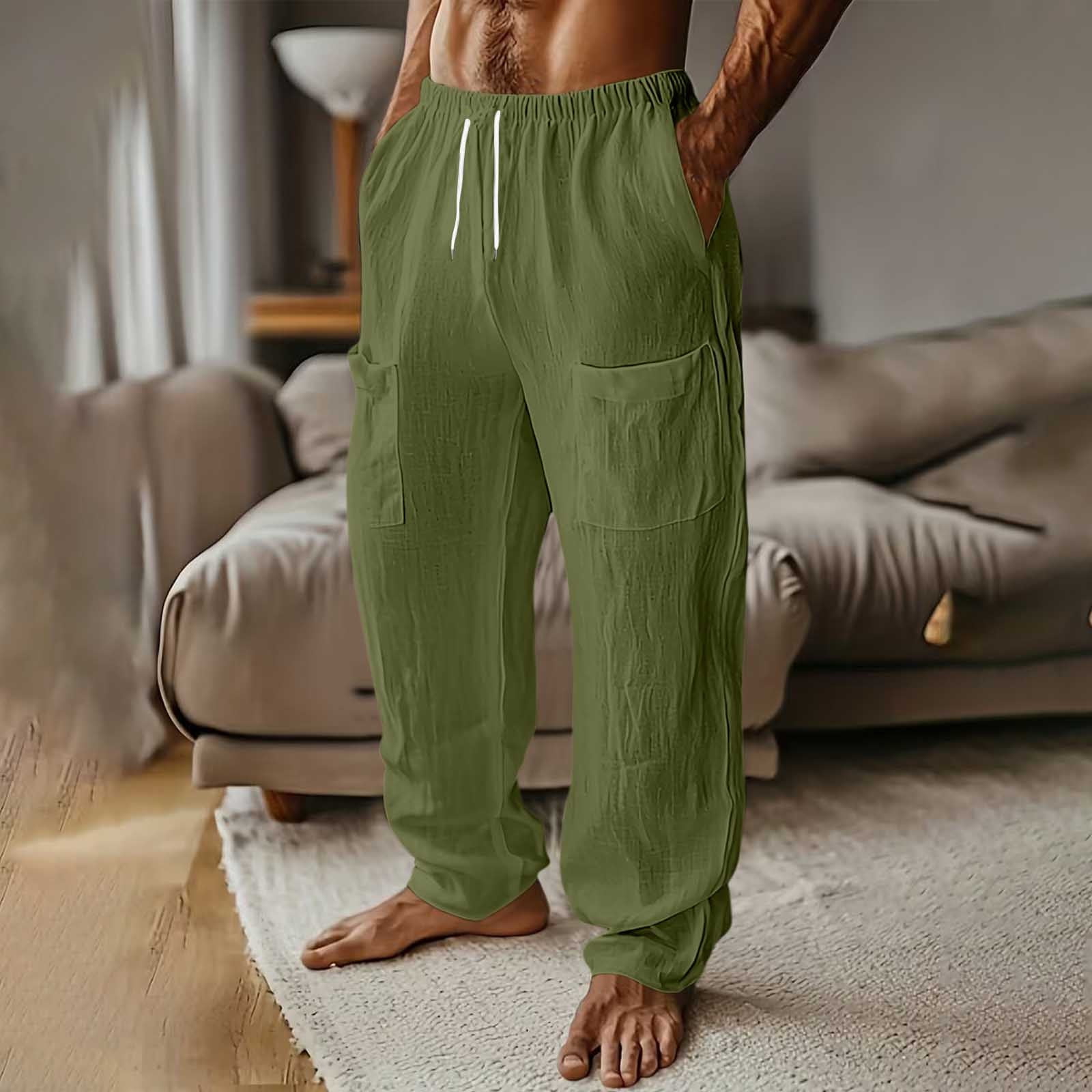 Ahabrexf Men's Casual Pants, Functional and Comfortable Multi-Pocket ...
