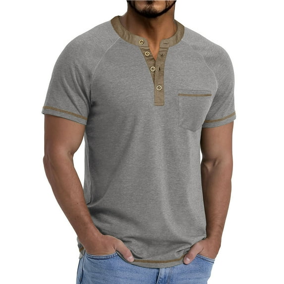 Ahabrexf Men's Casual Shirt, Short Sleeve Button-Down with Stylish ...