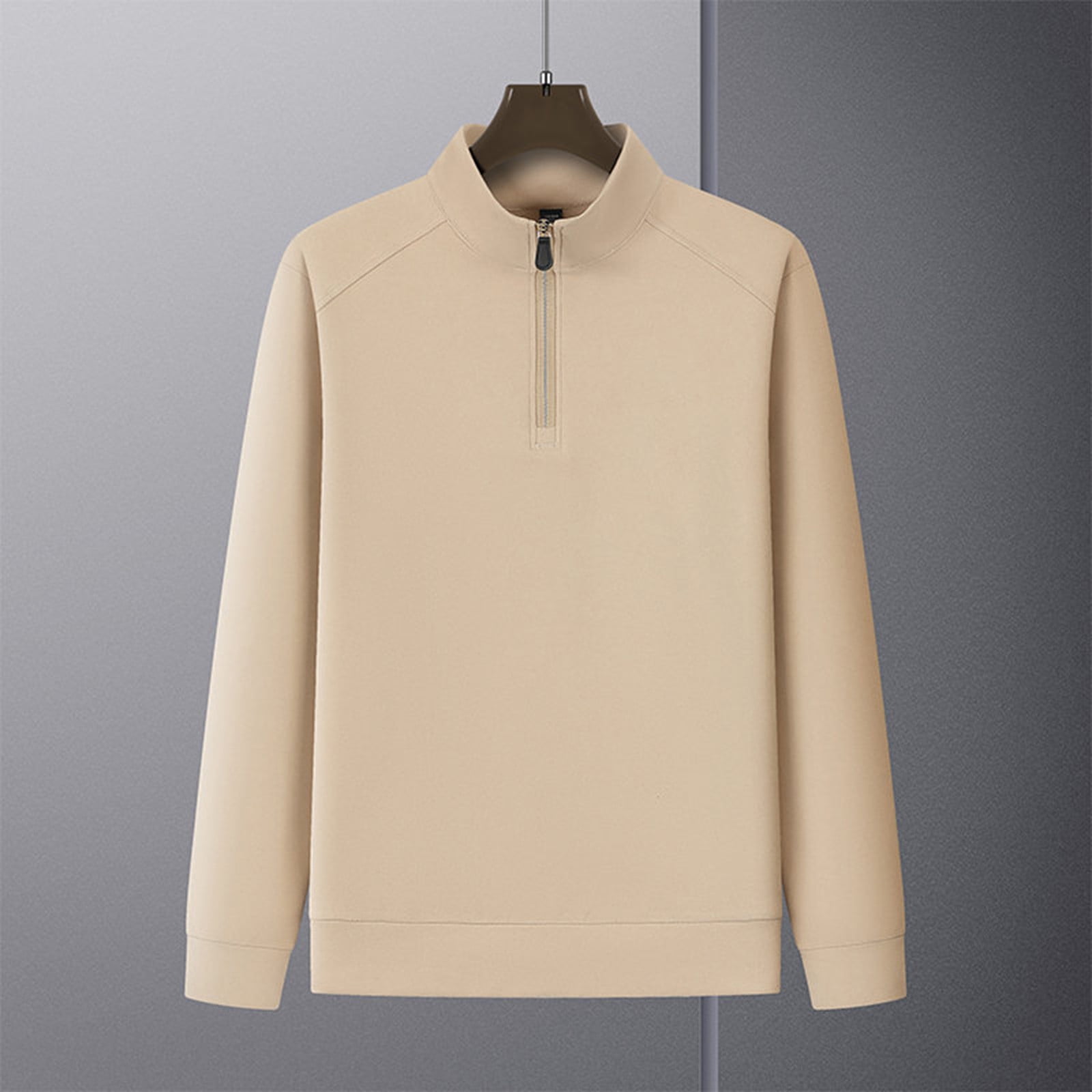 Ahabrexf Men's Everyday and Fashionable Single-Tone Long Sleeved Stand ...