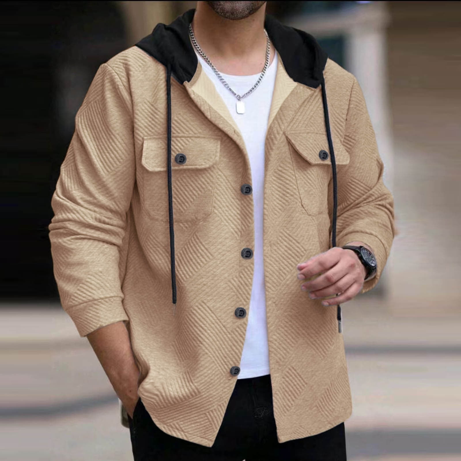 Ahabrexf Long Shirts for Men, Fashionable Classic Hue Long Sleeve Stand ...