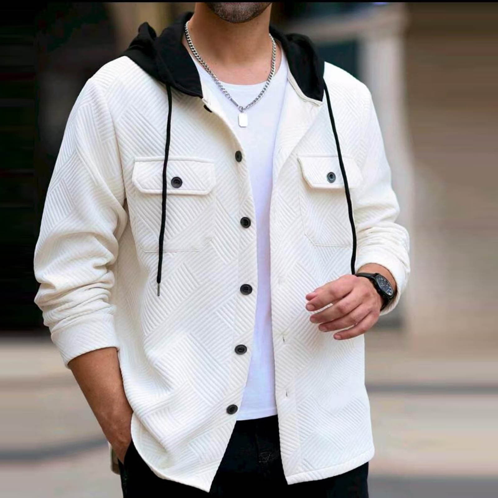 Ahabrexf Long Shirts for Men, Fashionable Classic Hue Long Sleeve Stand ...