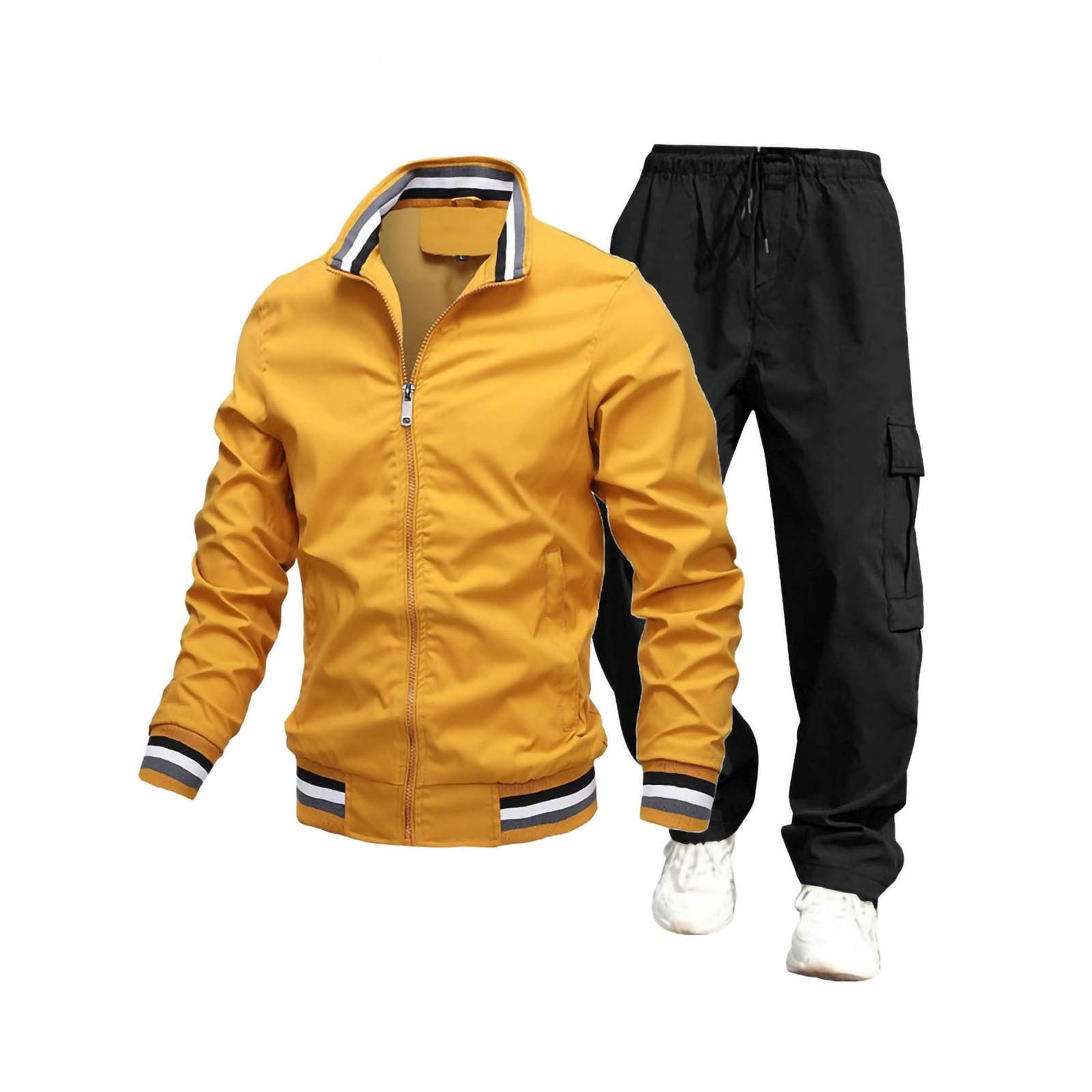 Ahabrexf Mens Coats and Jackets, Men's Casual Work Set Thin Long Sleeve ...