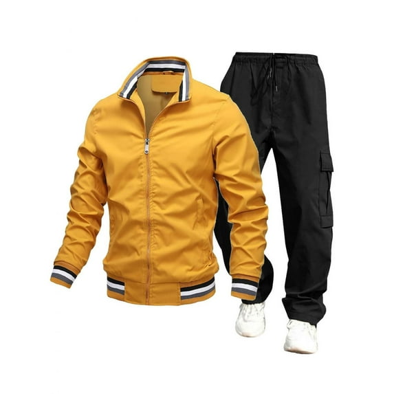 Ahabrexf Mens Coats and Jackets, Men's Casual Work Set Thin Long Sleeve ...