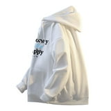 Ahabrexf Men's Laid-Back Long Sleeved with Hood Drawstring Half Button ...