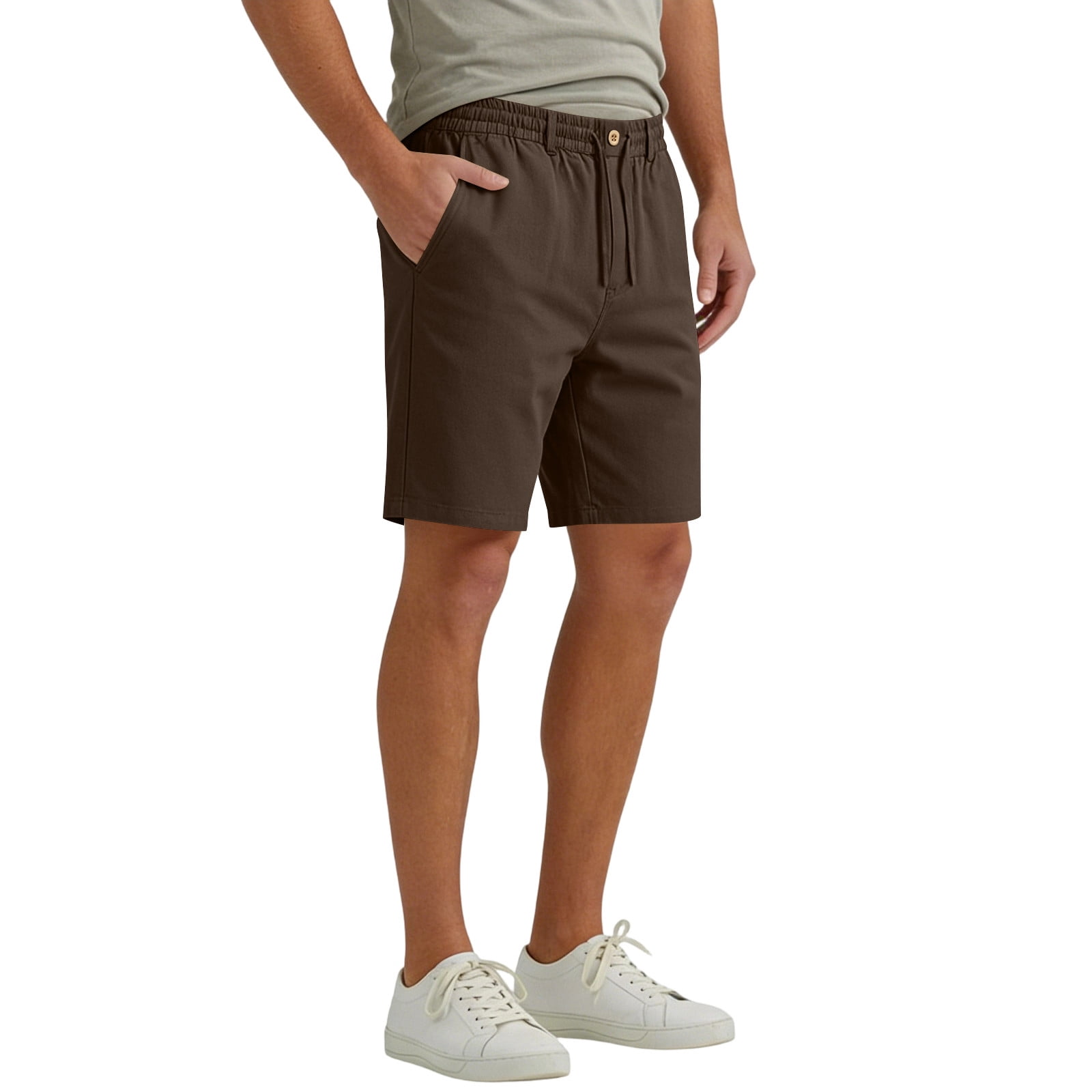 Ahabrexf Men's Linen Blend Casual Pants Elastic Waist Drawstring Loose ...