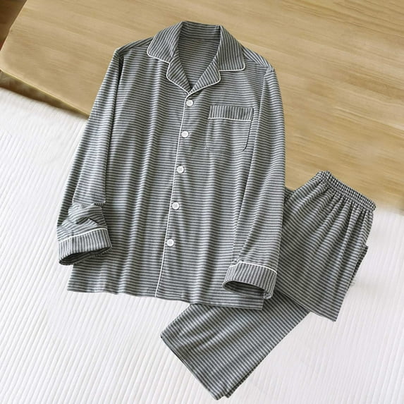 Ahabrexf Men's Pajama Pants,Casual Lapel Printed Long Sleeve Top ...
