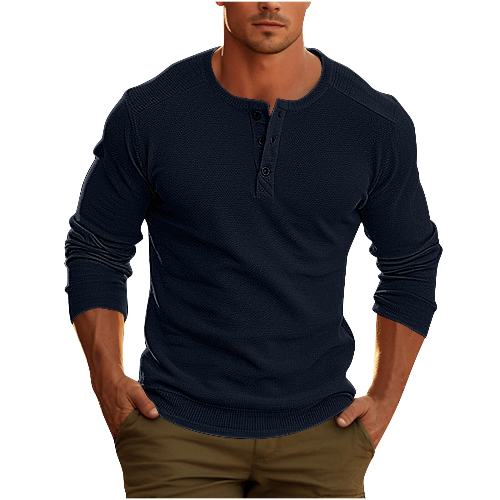 Ahabrexf Men's Shirts Long Sleeve,Plain Color T-Shirt Top Fashionable ...