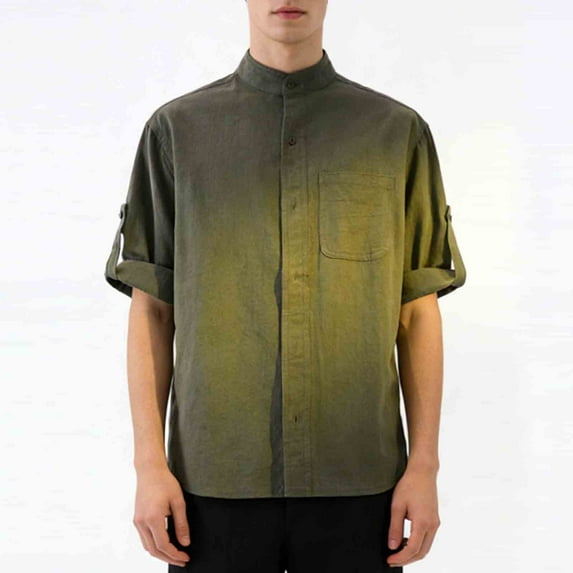 Ahabrexf Men's Short Sleeve Button-Down Shirts, Casual Loose-Fit Top ...