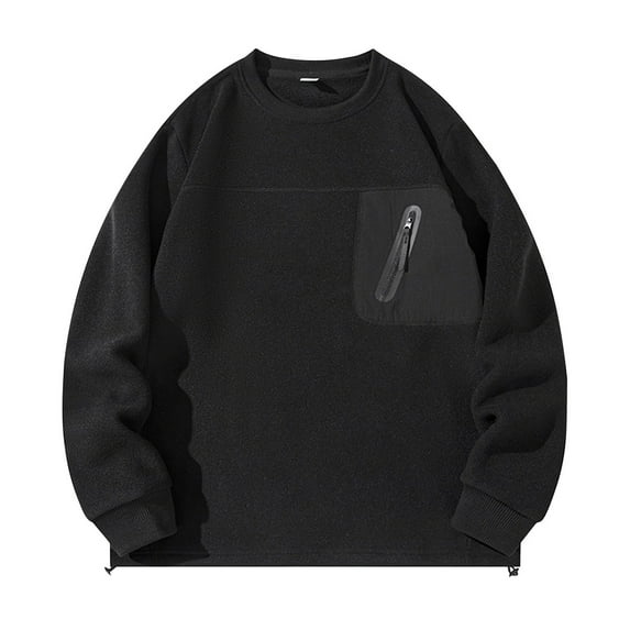 Ahabrexf Jackets for Men, Single-Tone Long Sleeve Round Neck Toasty ...