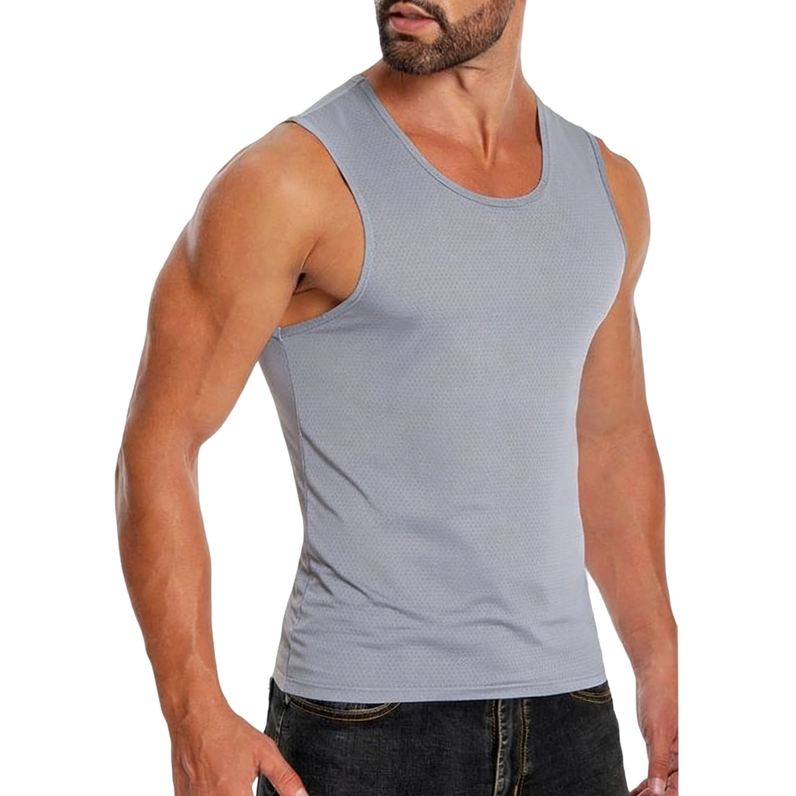 Ahabrexf Men's Sleeveless Sports Tank Top Quick Dry Ice Silk Lightw8 ...
