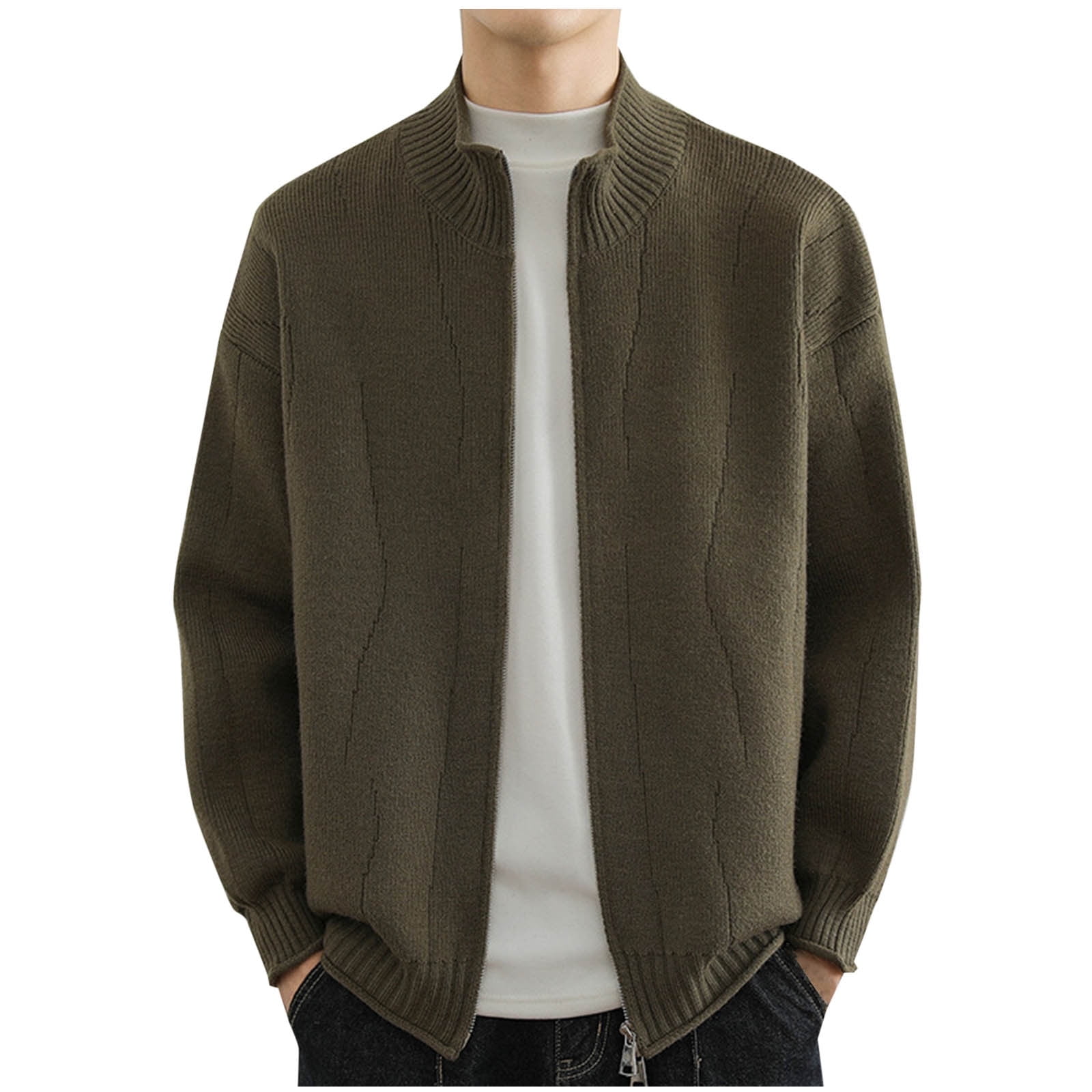 Ahabrexf Cardigan Sweaters for Men, Solid Color Knitted Lazy Style ...