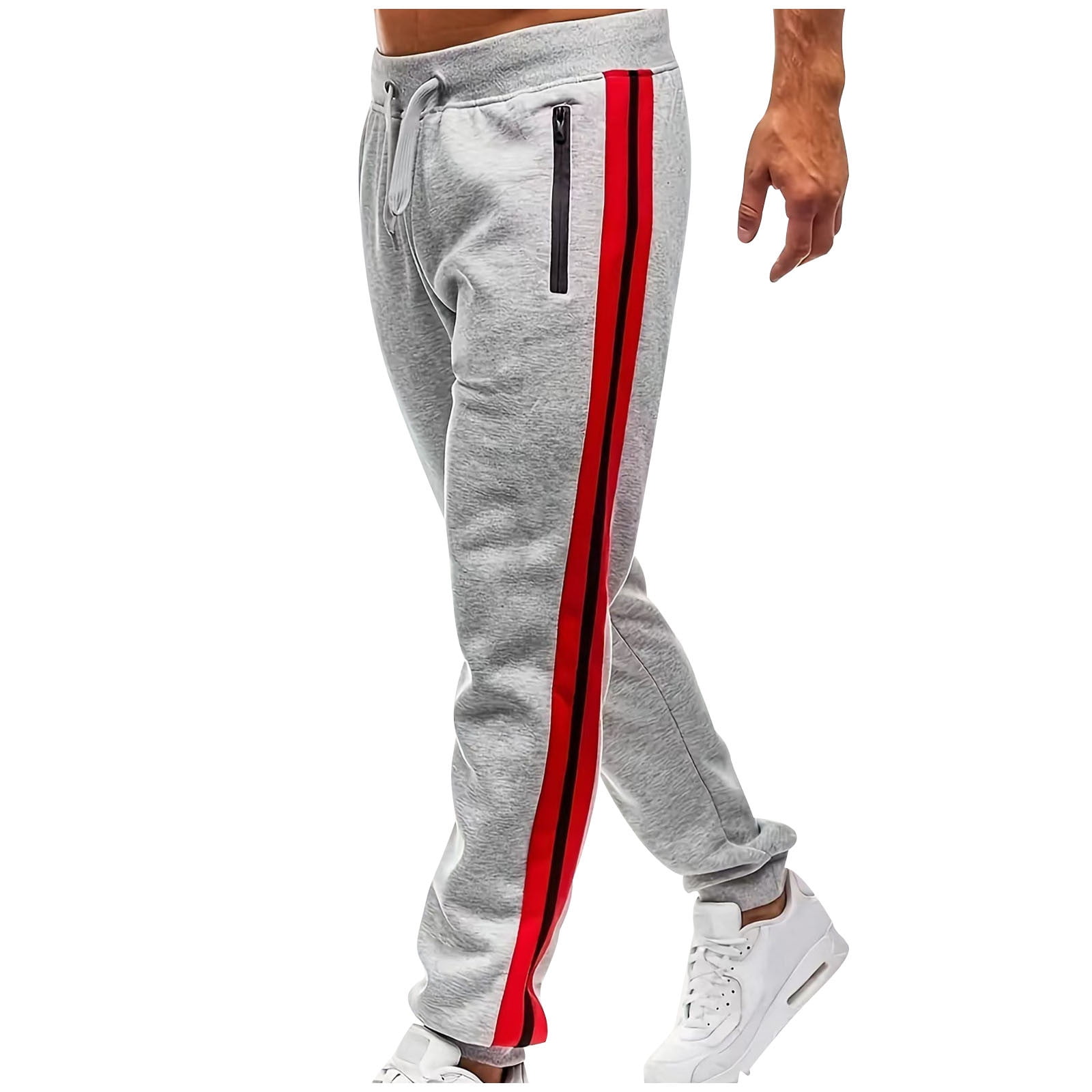 Ahabrexf Sweatpants for Men Men's Solid Color Splicing Draw Rope ...