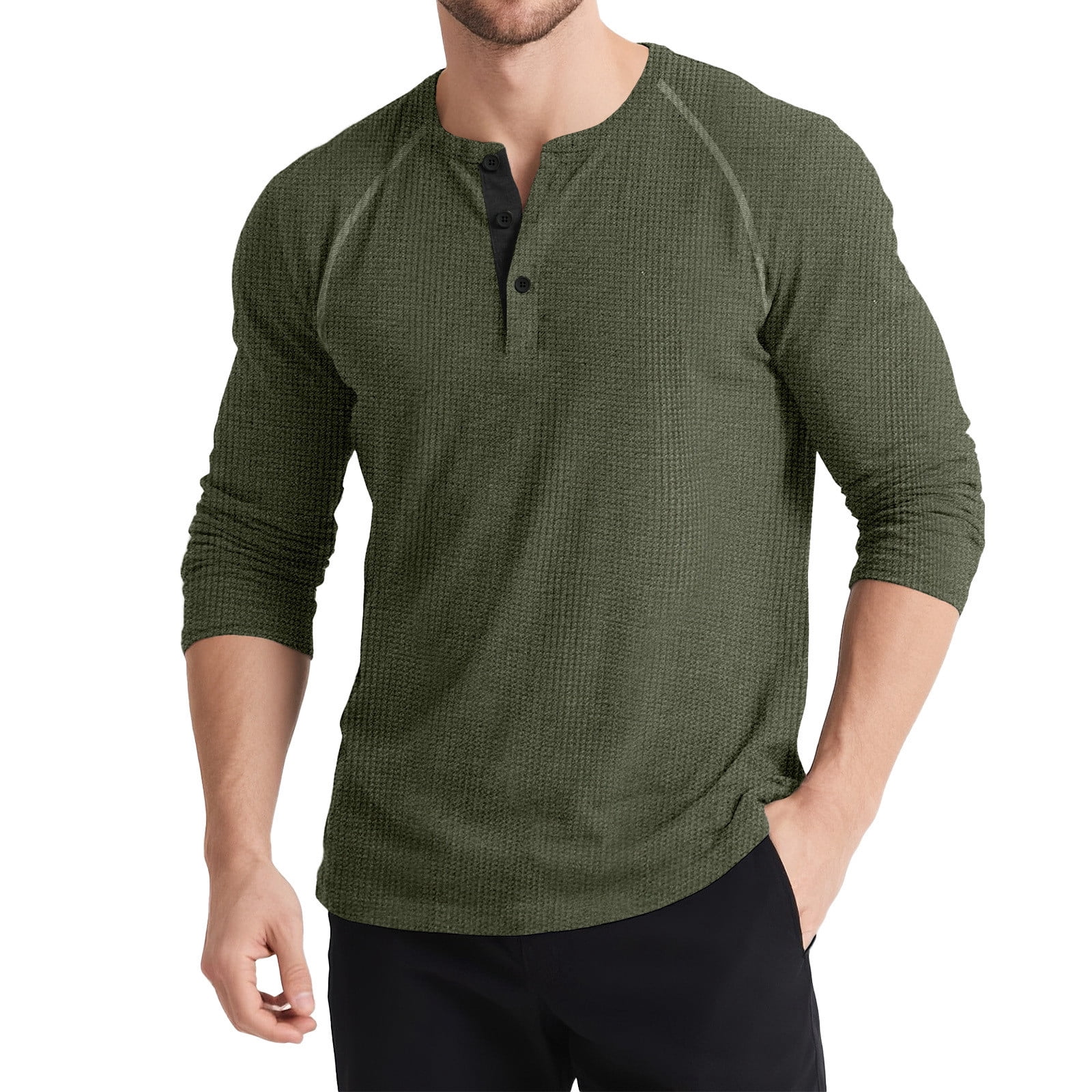 Ahabrexf Men's T Shirt,Men's Laid-Back Long Sleeve Shirt Knit T Shirt ...