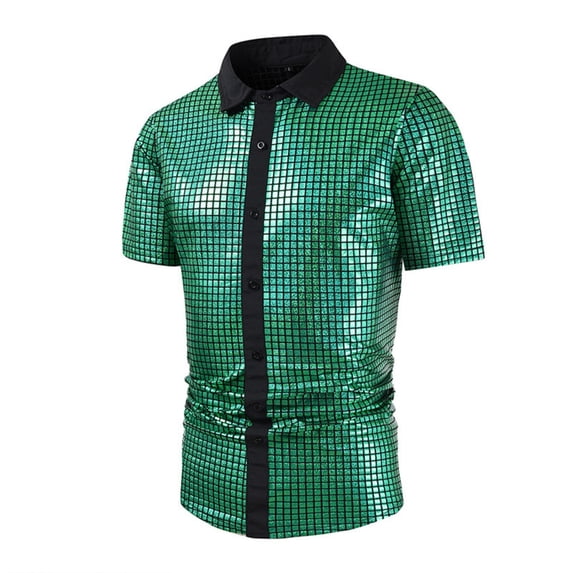Ahabrexf Clothing for Men, Trendy Performance Costume Sequin Shirt ...