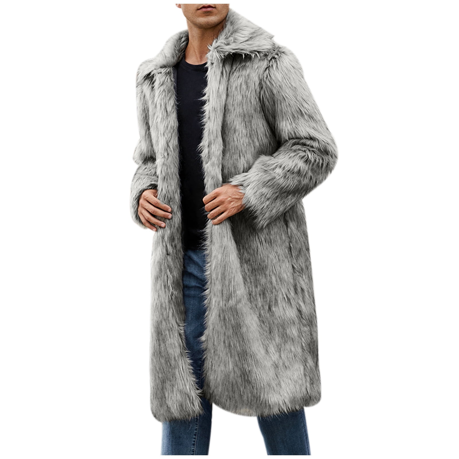 Ahabrexf Jackets for Men, Winter Fleece Coat Style Long Sleeve Solid ...