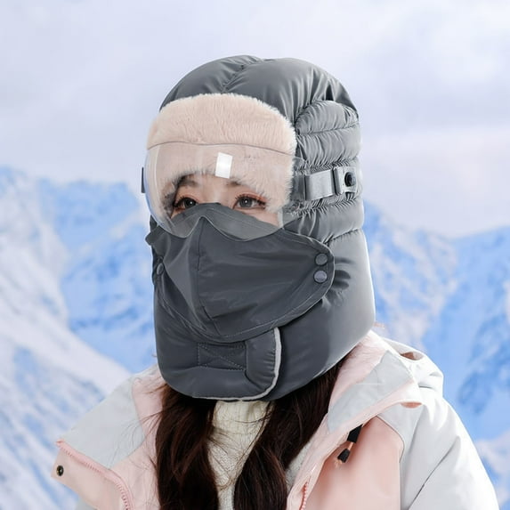 Ahabrexf Men's Winter Hat,Thick Velvet Windproof Hood for Riding with ...