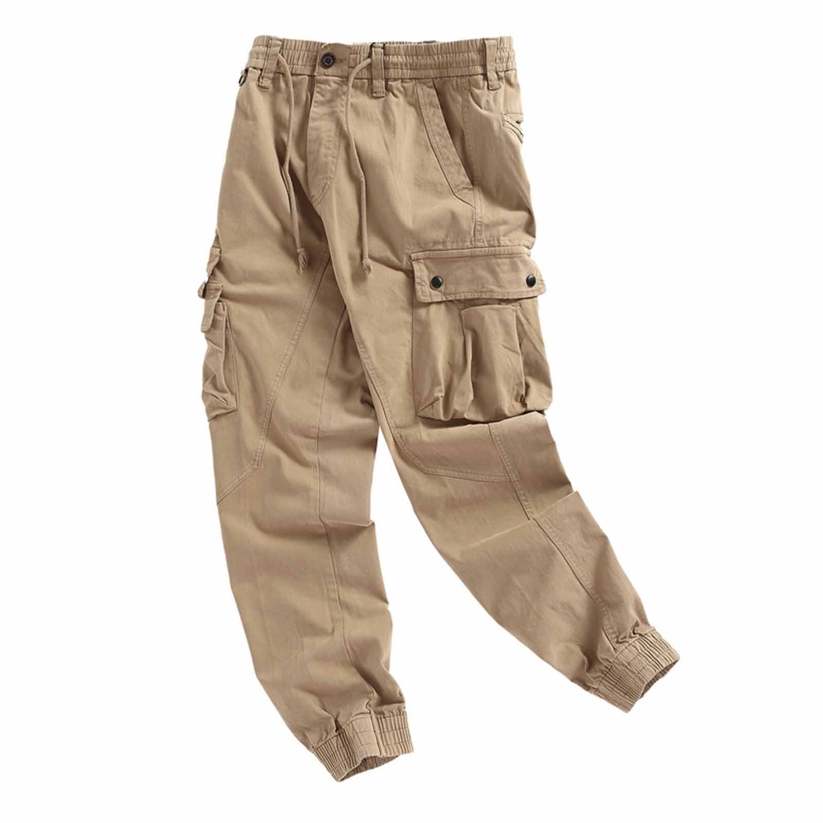 Ahabrexf Mens Casual Pants, Fashion Solid Color Multi Pocket Outdoor ...