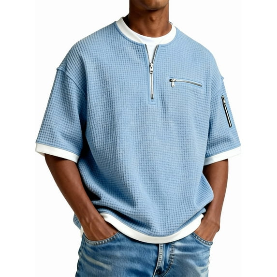 Ahabrexf Mens Short Sleeve Shirts, Casual Solid Color T-Shirt with ...