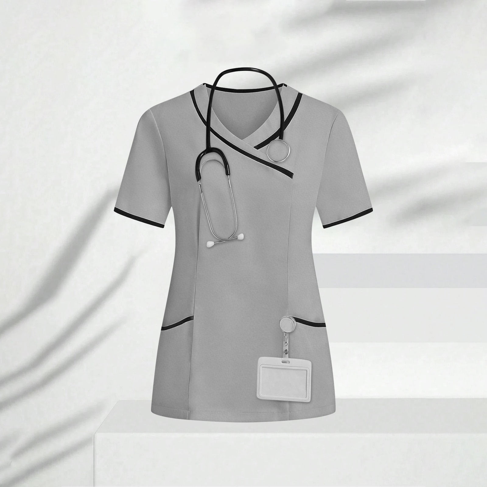 Ahabrexf Nurses Tunic, Professional and Comfortable V-Neck Clinical ...