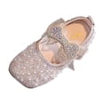 Ahabrexf Princess Shoes Rhinest1 Pearl Bow Mary Jane Flats Sparkly ...