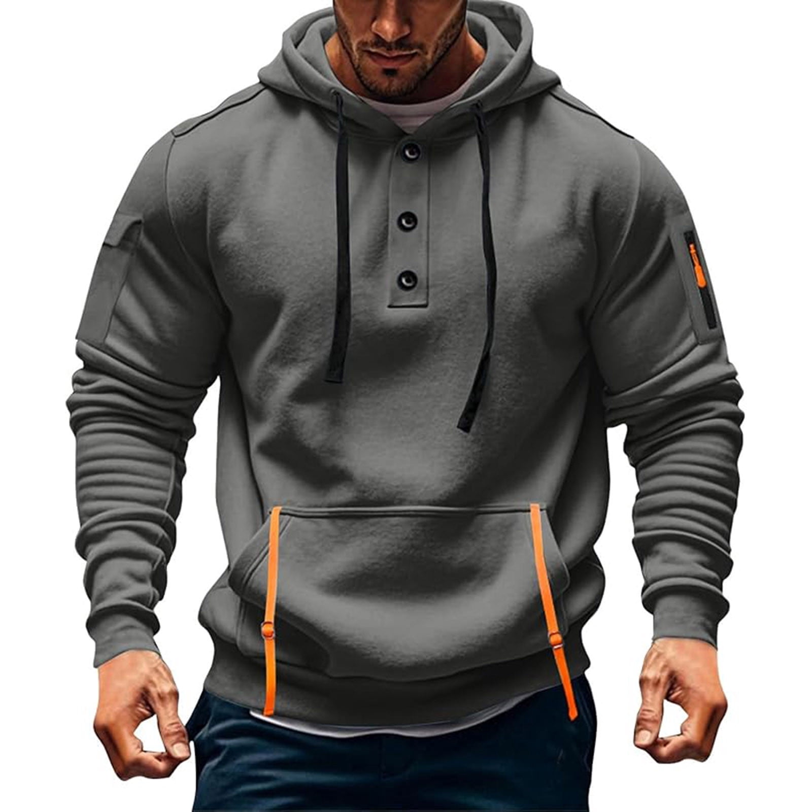 Ahabrexf Pullovers for Men Men's Fashionable Solid Color Long Sleeved ...