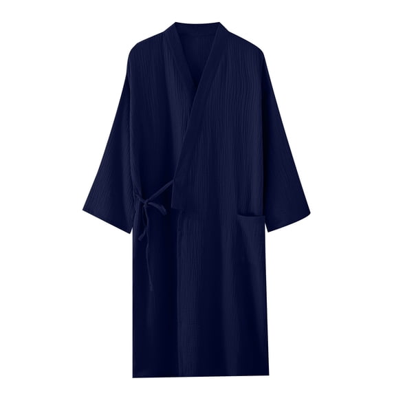 Ahabrexf Robe for Women, Long Sleeve Warm Polyester Bathrobe with Front ...