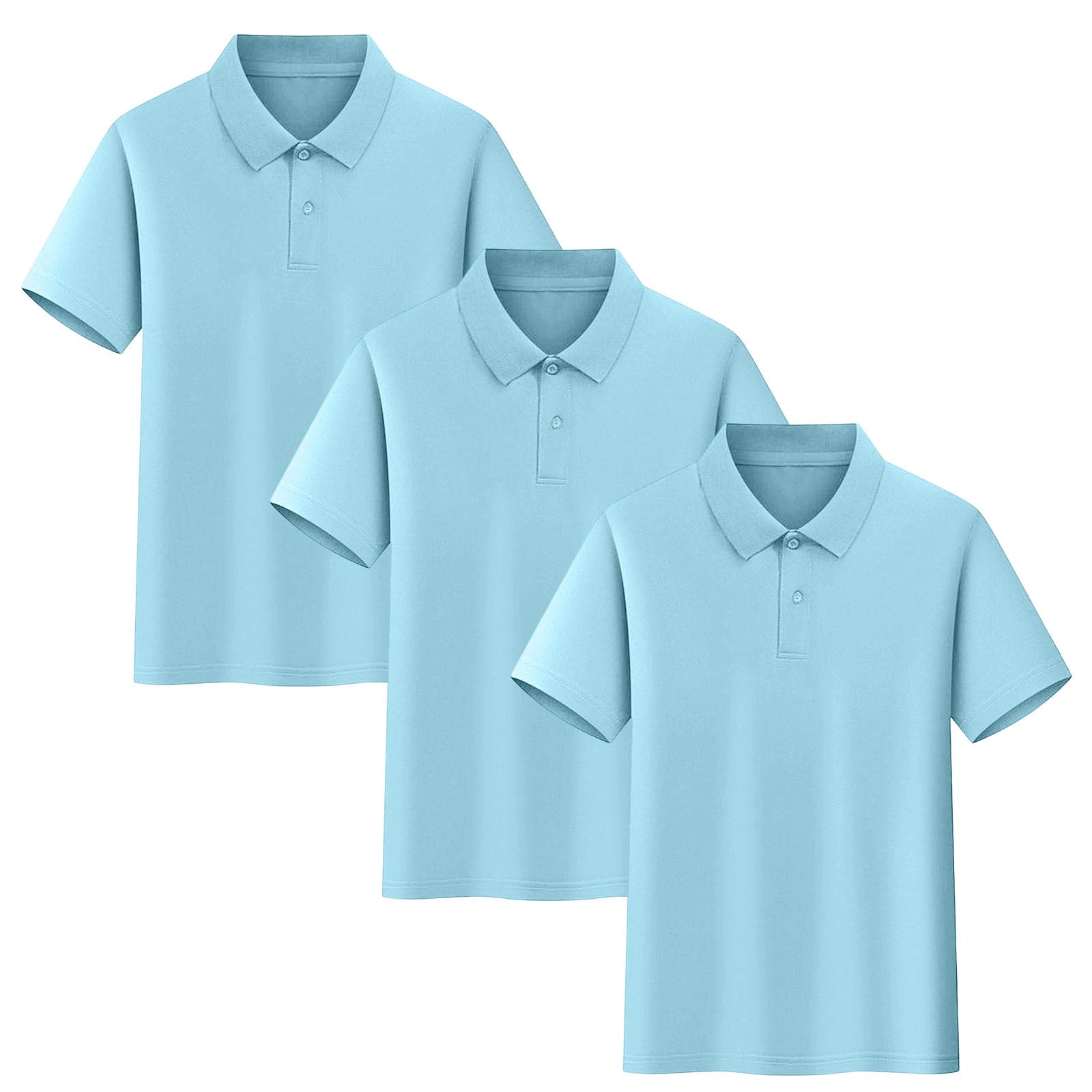 Ahabrexf School Uniform for Boys 3-Pack Short Sleeve Solid Color Tennis ...
