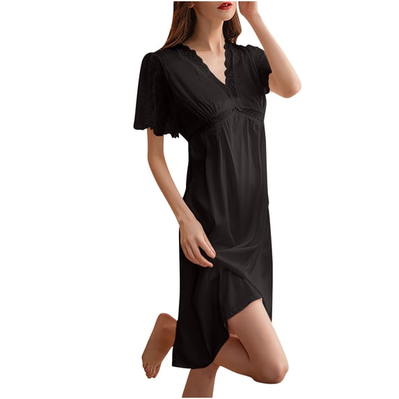 Ahabrexf Short Nightgown for Women Imitation Silk Backless Camisole ...