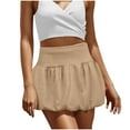 Ahabrexf Short Skirt A Line Solid Puff Hem Ruffle Style for Women ...
