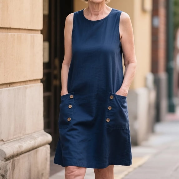 Ahabrexf Short Summer Dress, Women's Solid Color V-Neck Short Sleeve ...