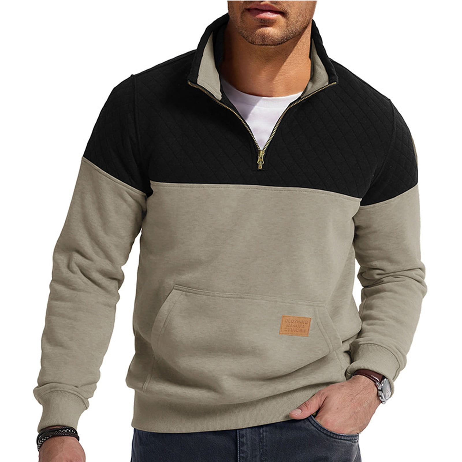 Ahabrexf Sleeves for Men Men Casual Fashion Patchwork Solid Zipper ...
