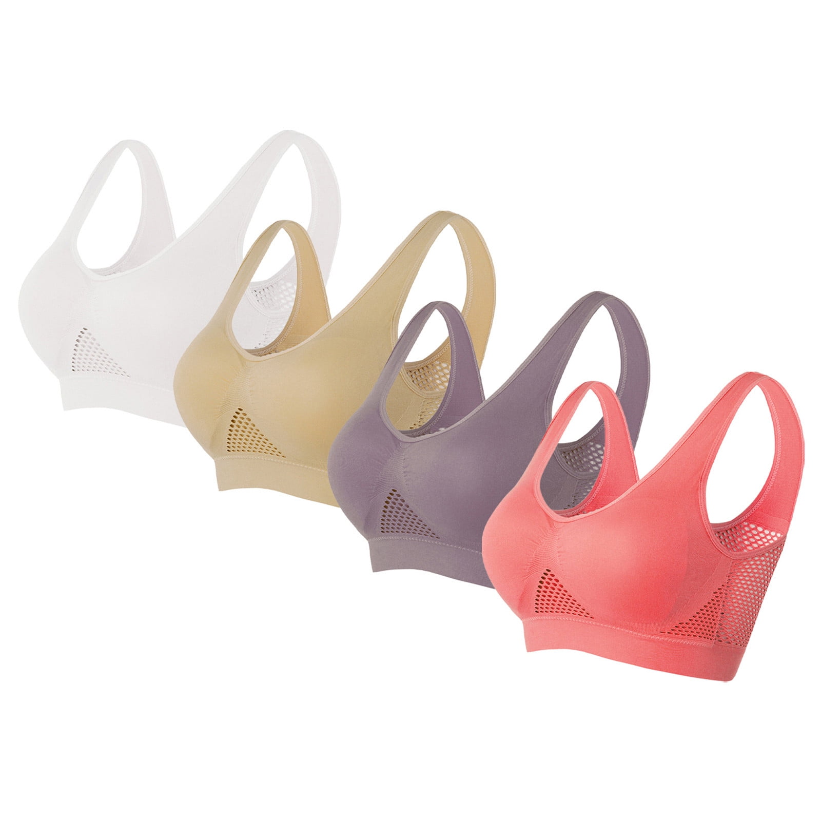Ahabrexf Sports Bras for Women 3 Pack, Seamless Comfortable Yoga Bra Sports Bra Wirefree ...