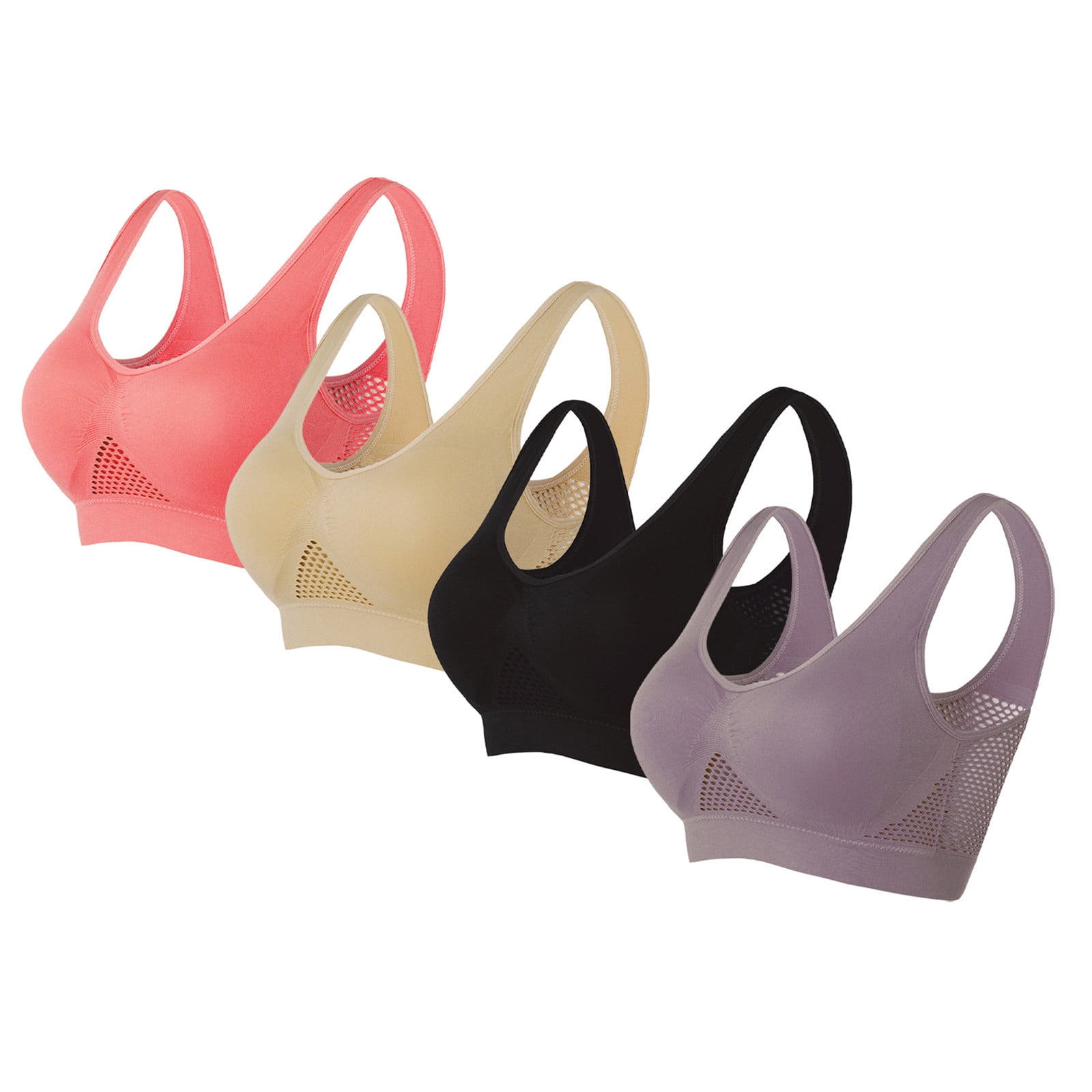 Ahabrexf Sports Bras for Women 3 Pack, Seamless Comfortable Yoga Bra Sports Bra Wirefree ...