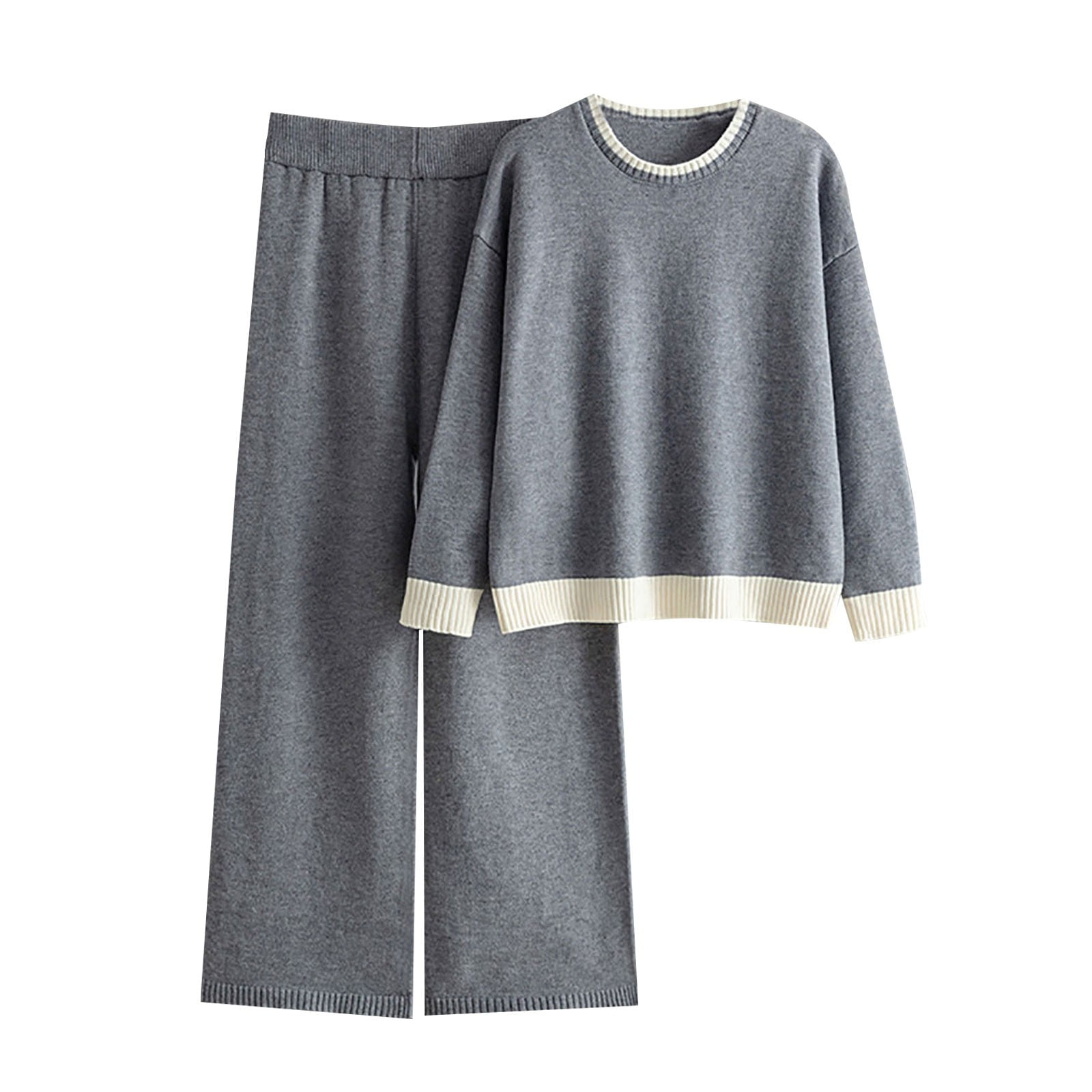 Ahabrexf Sweater Sets for Women 2 Piece Lounge Sets Long Sleeve Knit ...