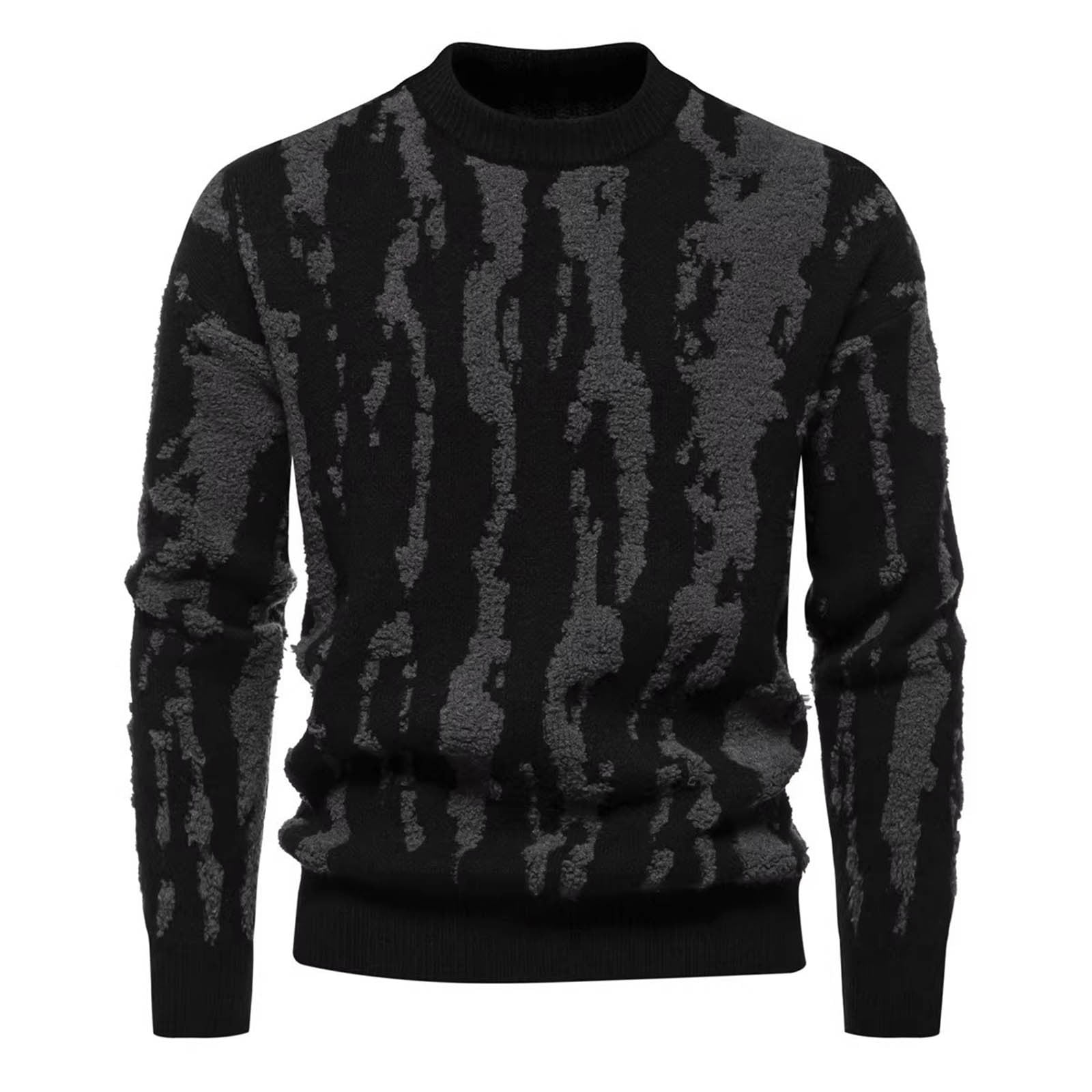 Ahabrexf Sweaters for Men Men Long Sleeve Pullover Pattern Round-Neck ...