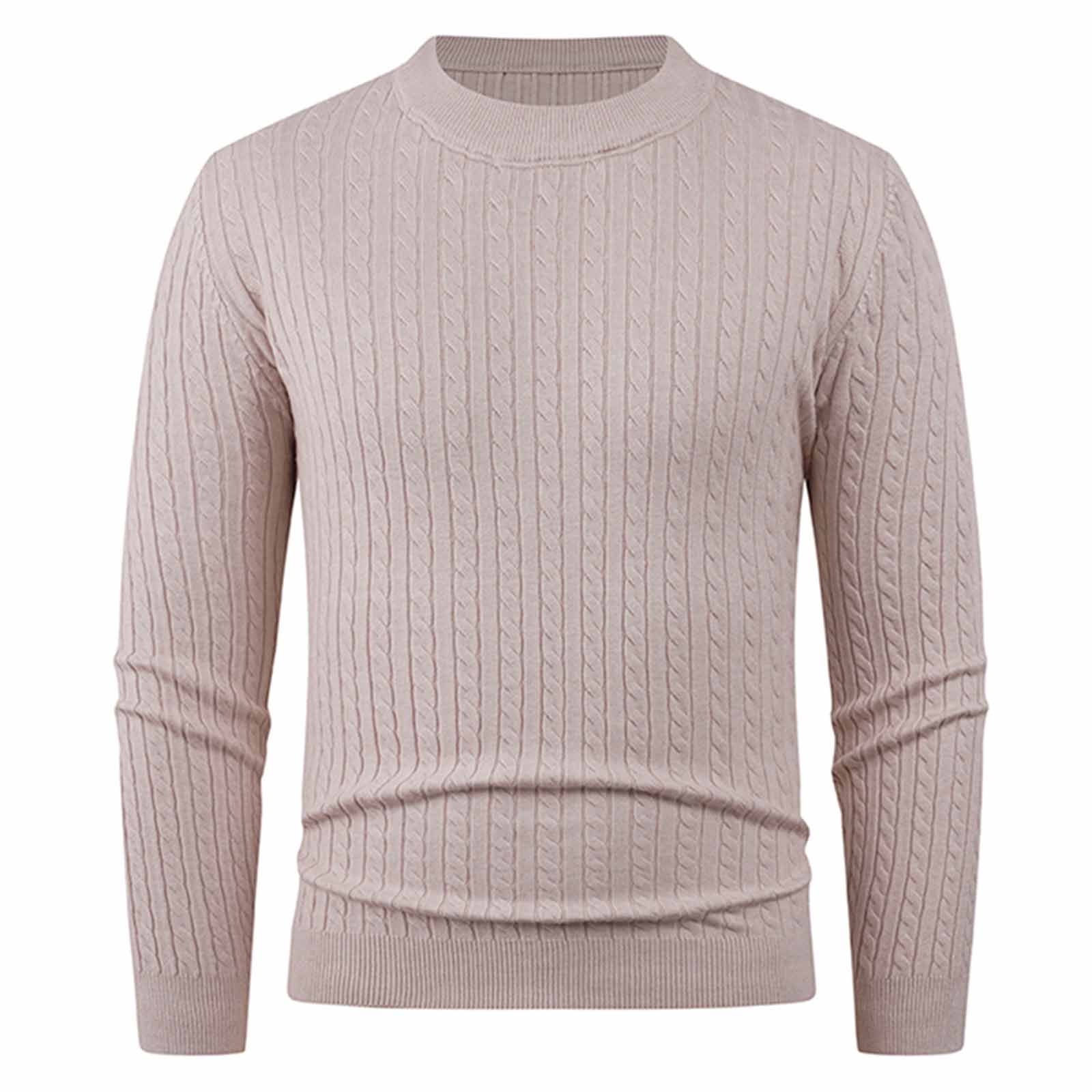 Ahabrexf Sweaters for Men,Solid Color Elastic Knit Warmth Tight Fitting ...